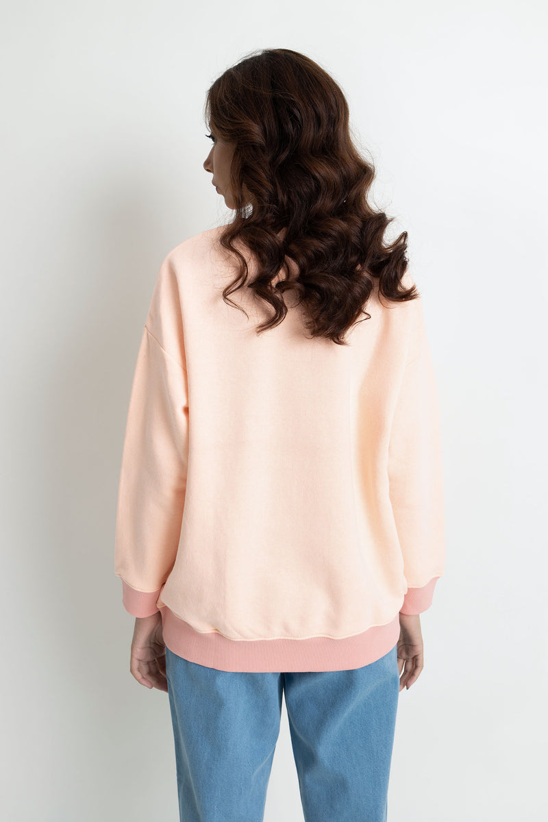 The Peach Embroidered Sweatshirt – Carom.pk
